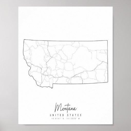 Montana Minimal Street Map Poster | Zazzle