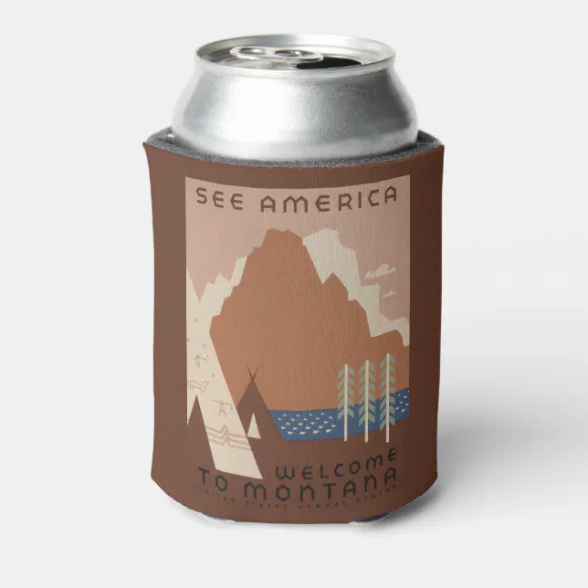 Montana State: Indian Tribes, Mountains, Prairie Can Cooler | Zazzle