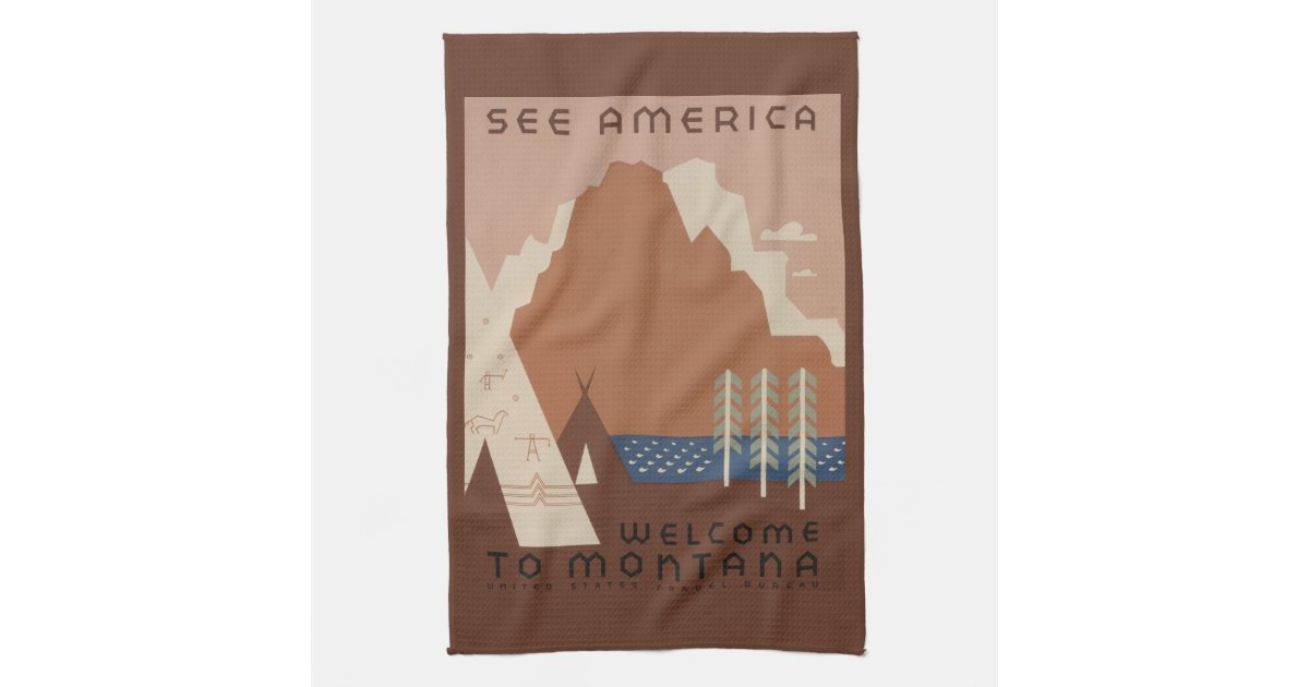 Montana State: Indian Tribes, Mountains, Prairie Kitchen Towel | Zazzle