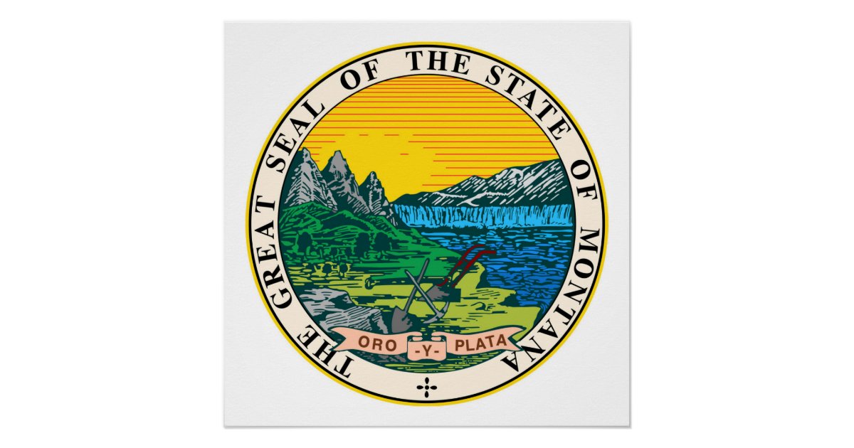Montana state seal america republic symbol flag poster | Zazzle