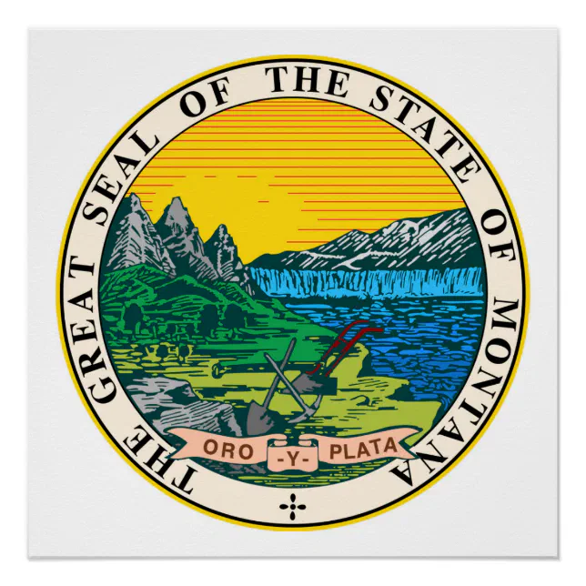 Montana state seal america republic symbol flag poster | Zazzle