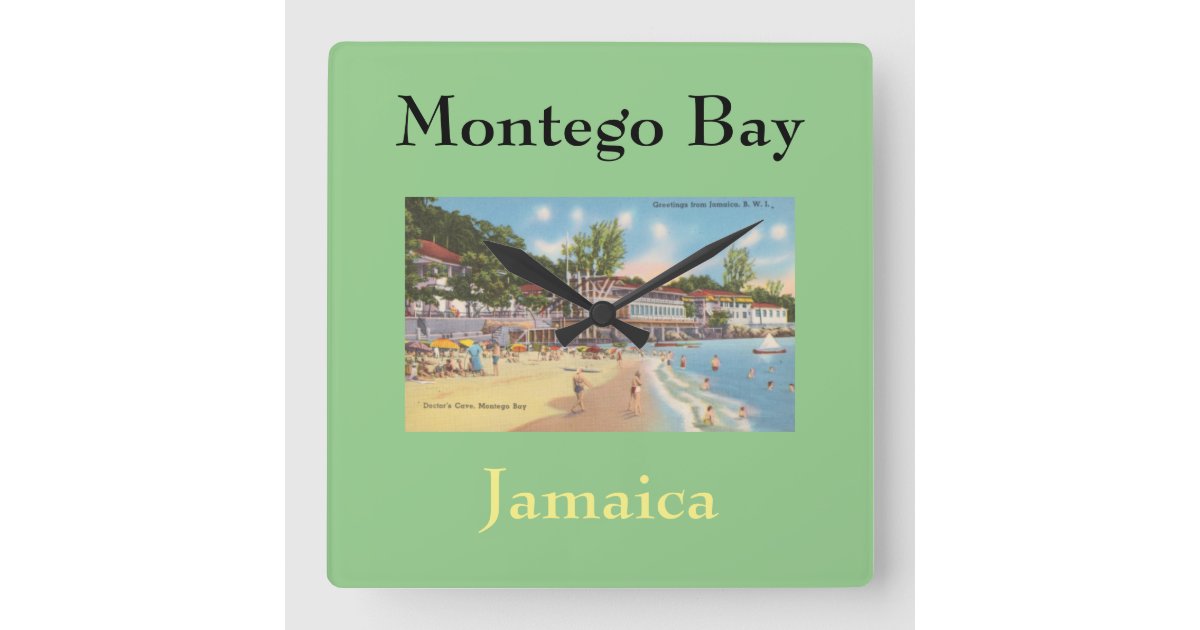 Montego Bay, Jamaica Vintage Photo - Doctor's Cave Square Wall Clock ...