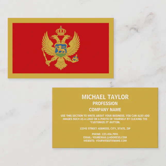 Montenegrin Flag & Coat of Arms, Montenegro Business Card | Zazzle