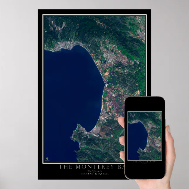 Monterey Bay California Satellite Poster Map | Zazzle