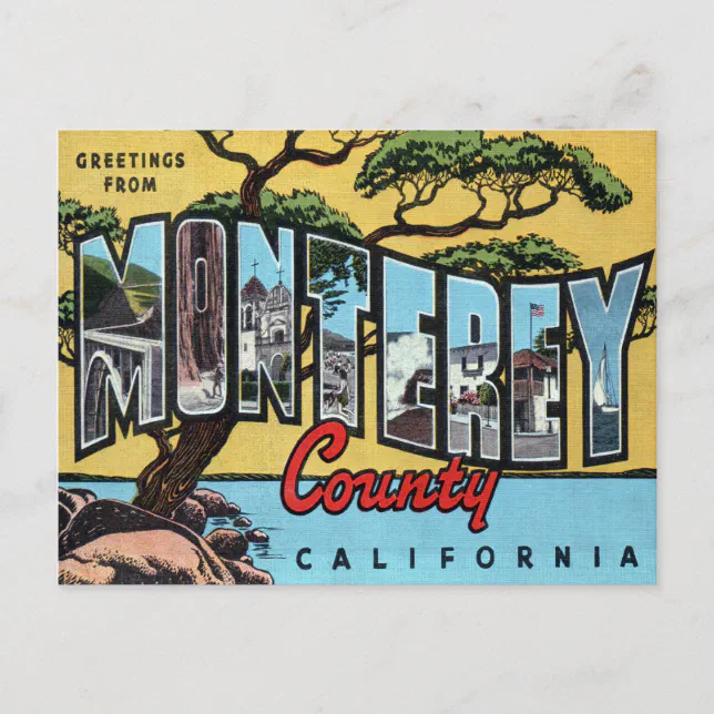 Monterey California Large Letter Postcard | Zazzle