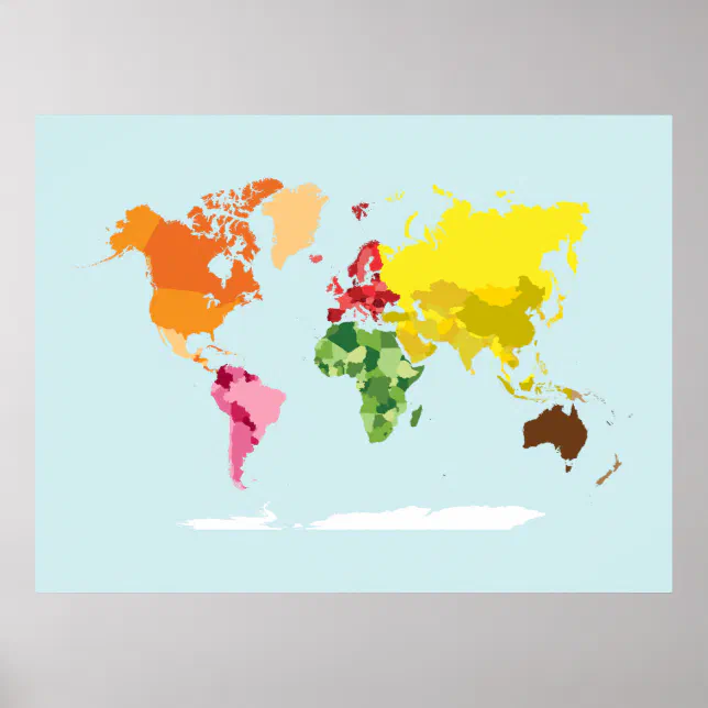 Montessori World Map Wall Art Print | Zazzle