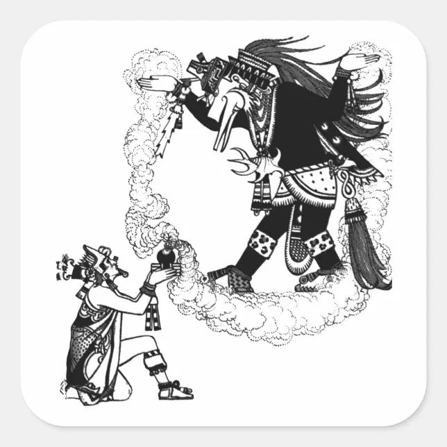 Montezuma Offering Ancient Mexico Art Square Sticker | Zazzle