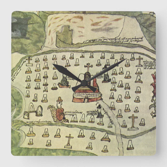 Montezuma's Aztec Empire, Antique World Map, 1577 Square Wall Clock ...