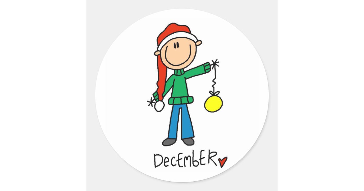 Month of December Classic Round Sticker | Zazzle