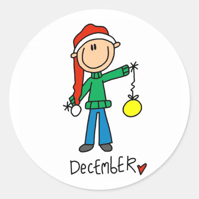 Month of December Classic Round Sticker | Zazzle