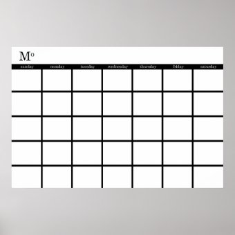 Monthly Calendar : Poster | Zazzle