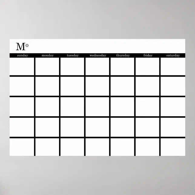 Monthly Calendar : Poster | Zazzle