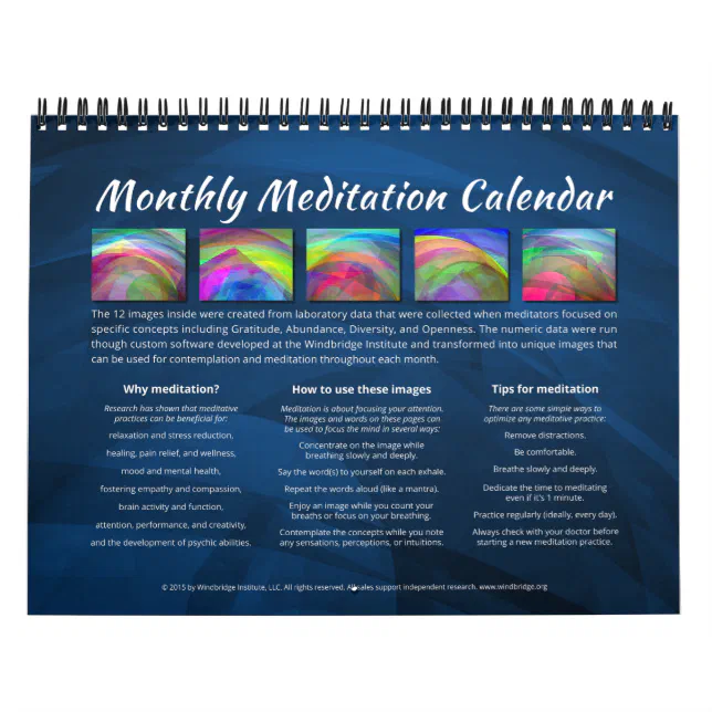 Monthly Meditation Wall Calendar | Zazzle