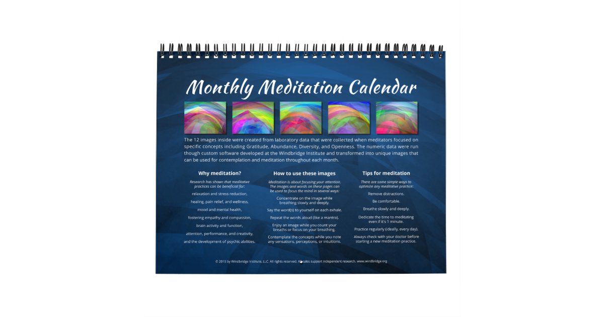 Monthly Meditation Wall Calendar | Zazzle