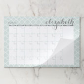 Monthly Planner Mint & Gray Quatrefoil Pattern Paper Pad | Zazzle