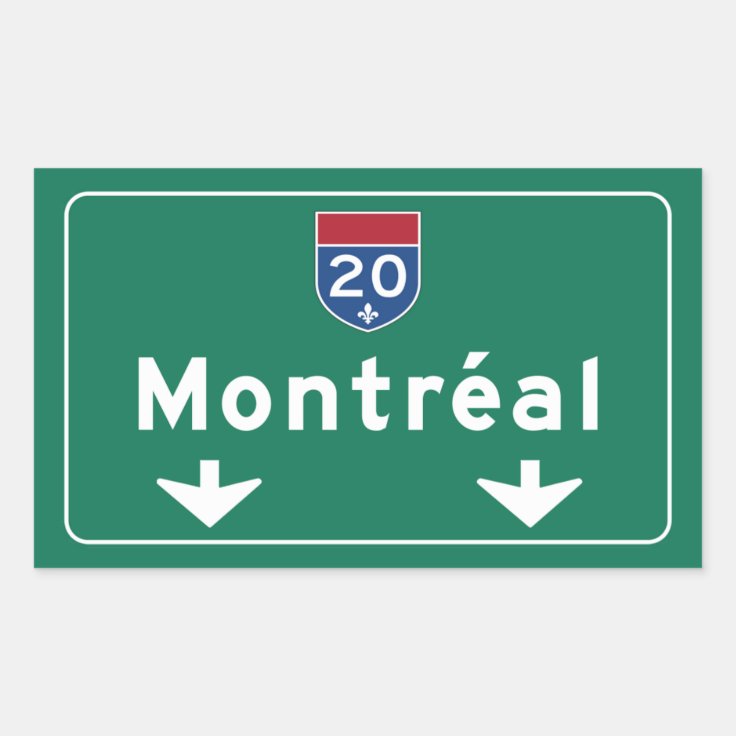 Montreal, Canada Road Sign Rectangular Sticker | Zazzle