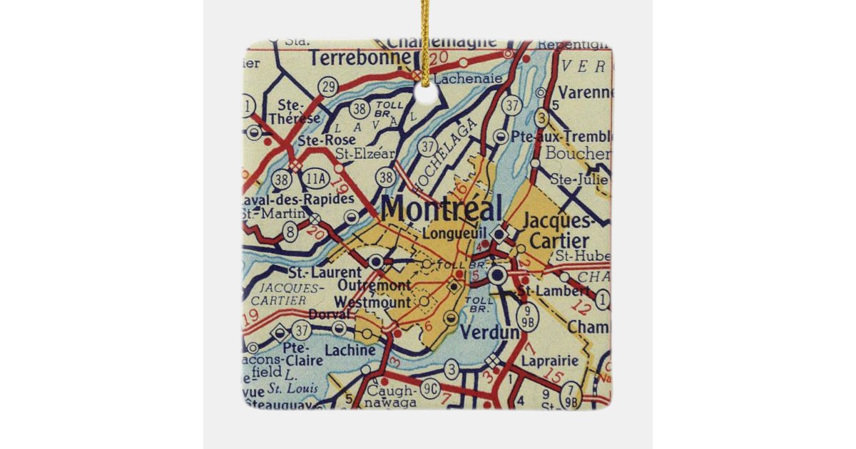 Montreal QC Vintage Map Ceramic Ornament | Zazzle
