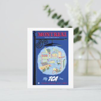 Montreal Vintage Travel Poster Restored Postcard | Zazzle