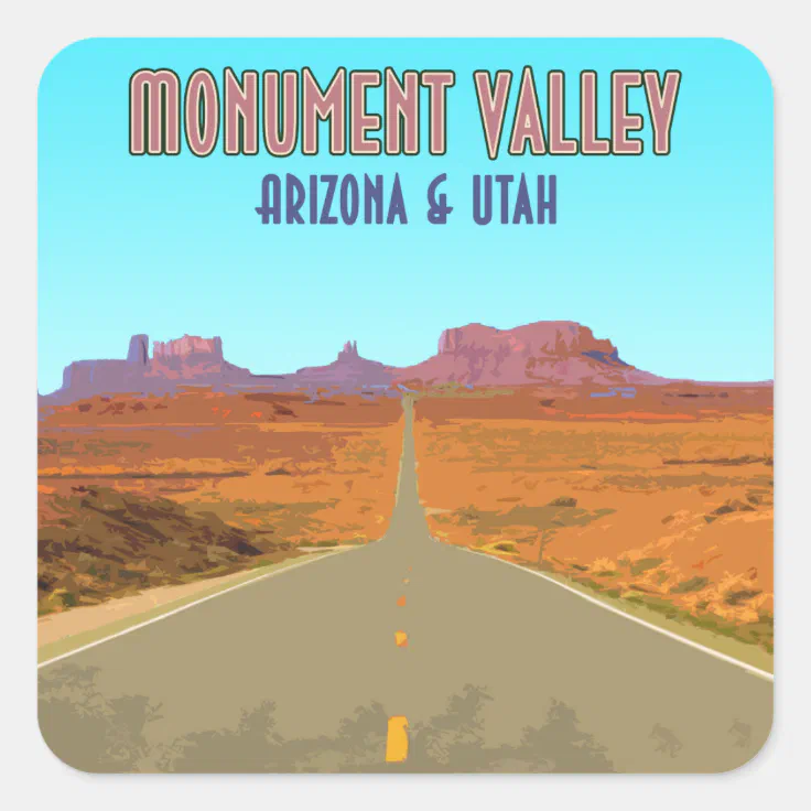 Monument Valley Arizona Utah Vintage Square Sticker | Zazzle
