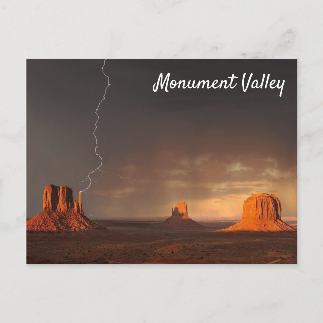 Monument Valley Lightning Strike Arizona Postcard | Zazzle