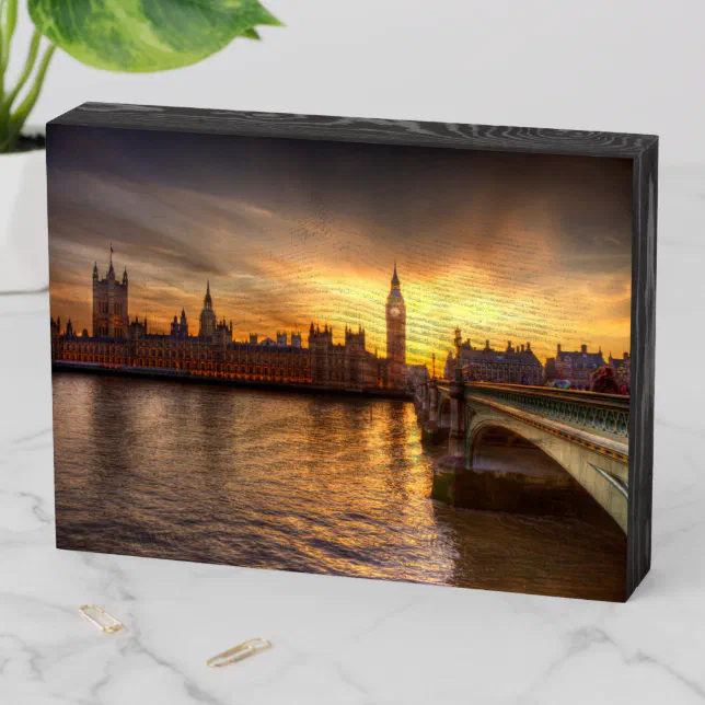 Monuments | Big Ben & Houses of Parliament Wooden Box Sign | Zazzle