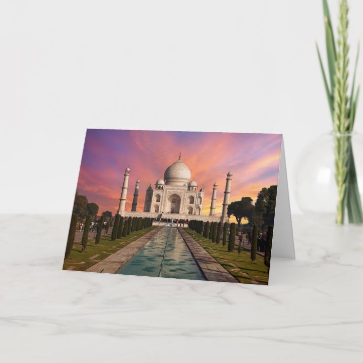 Monuments | Colorful View of the Taj Mahal Card | Zazzle