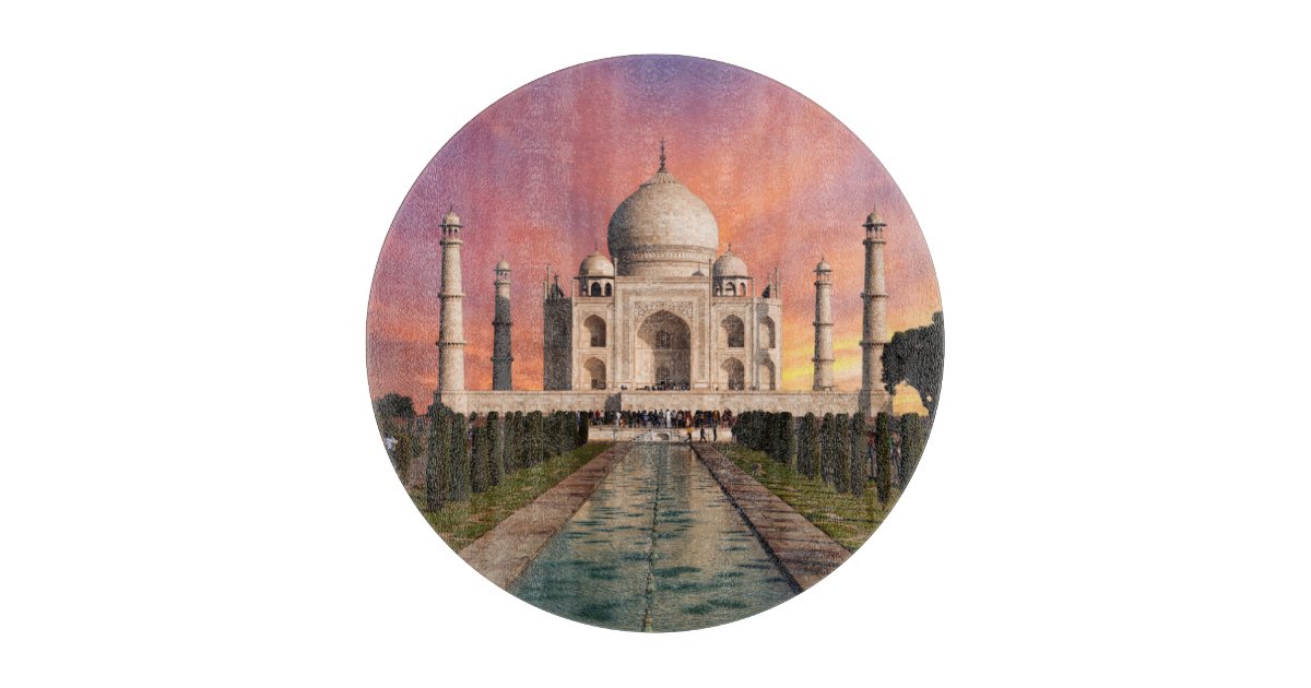 Monuments | Colorful View of the Taj Mahal Cutting Board | Zazzle