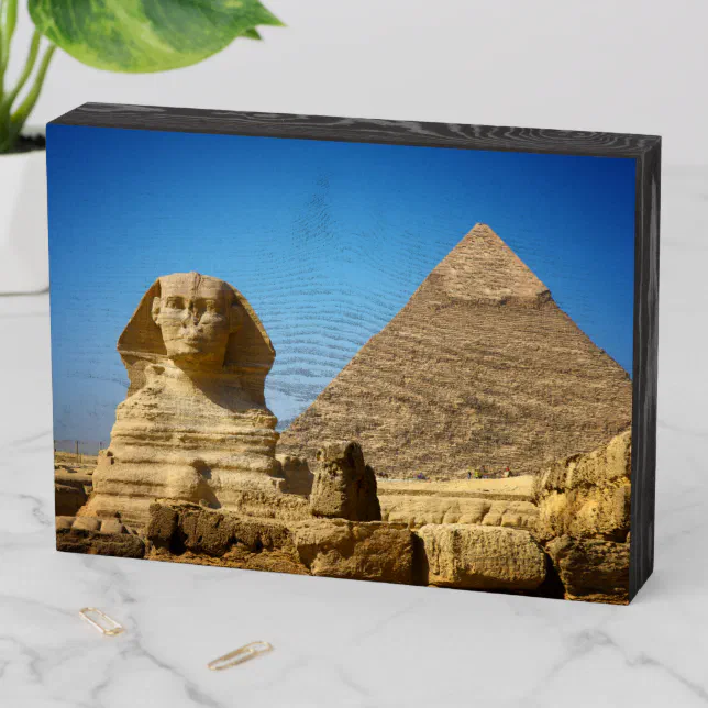 Monuments | Sphinx & Pyramid of Egypt Wooden Box Sign | Zazzle