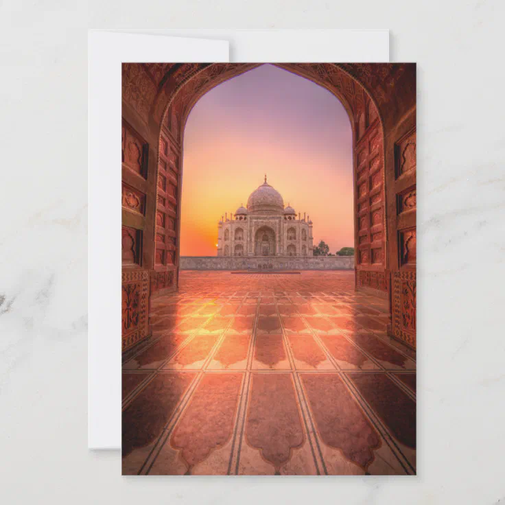 Monuments | Taj Mahal, India at Sunset Thank You Card | Zazzle