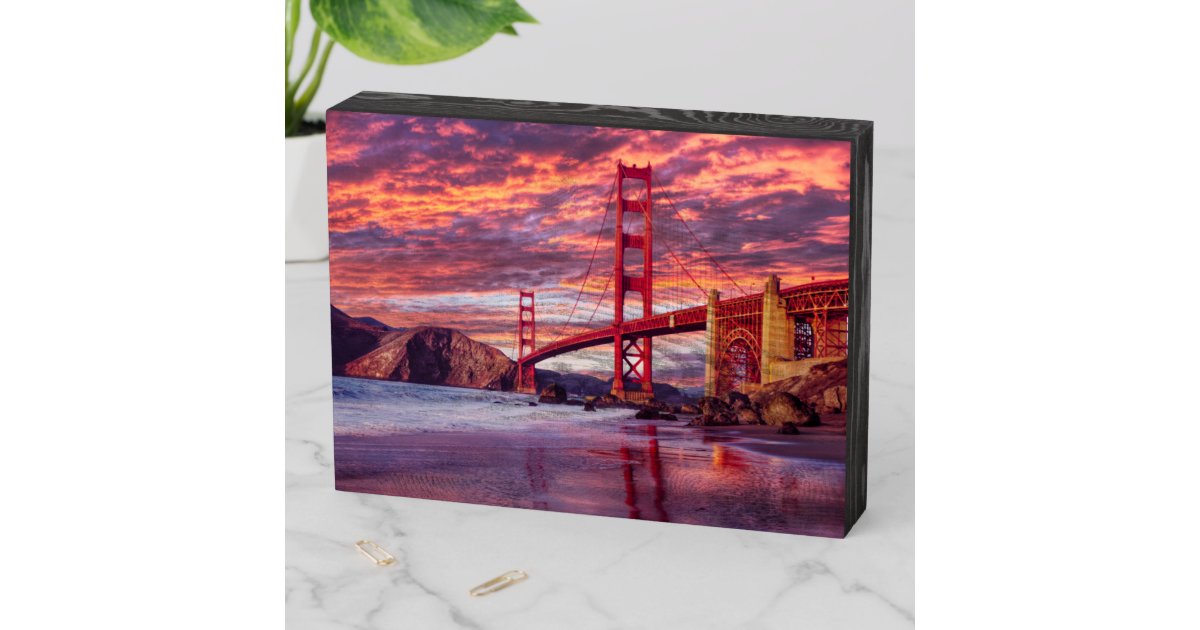 Monuments | The Golden Gate San Francisco, CA Wooden Box Sign | Zazzle