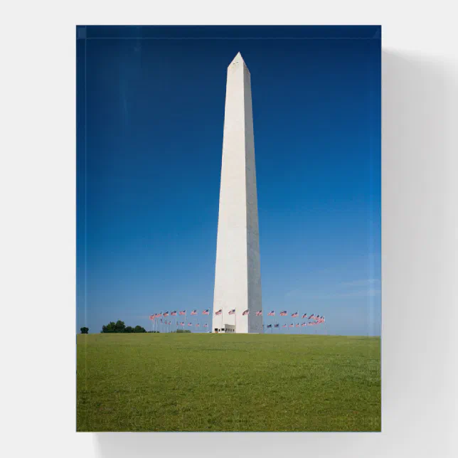 Monuments | Washington Monument with Flags Paperweight | Zazzle