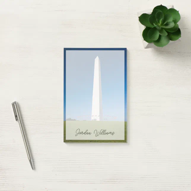Monuments | Washington Monument with Flags Post-it Notes | Zazzle