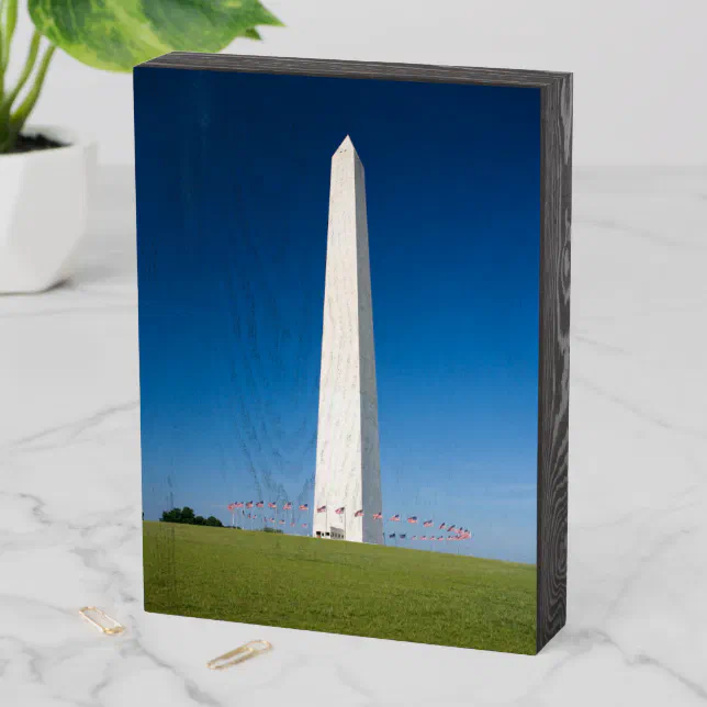 Monuments | Washington Monument with Flags Wooden Box Sign | Zazzle
