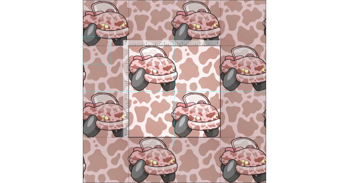 Moo Car Pattern Fabric | Zazzle