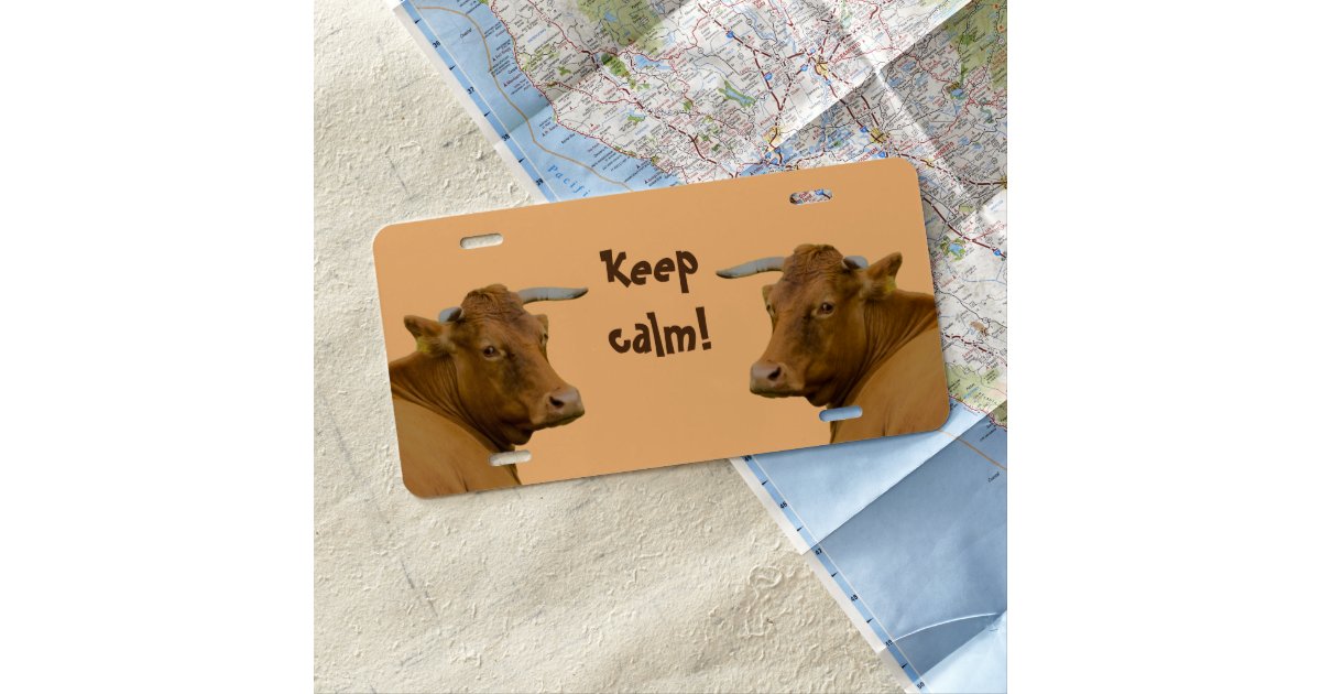 Moo! Cute and fun cow, custom License Plate | Zazzle