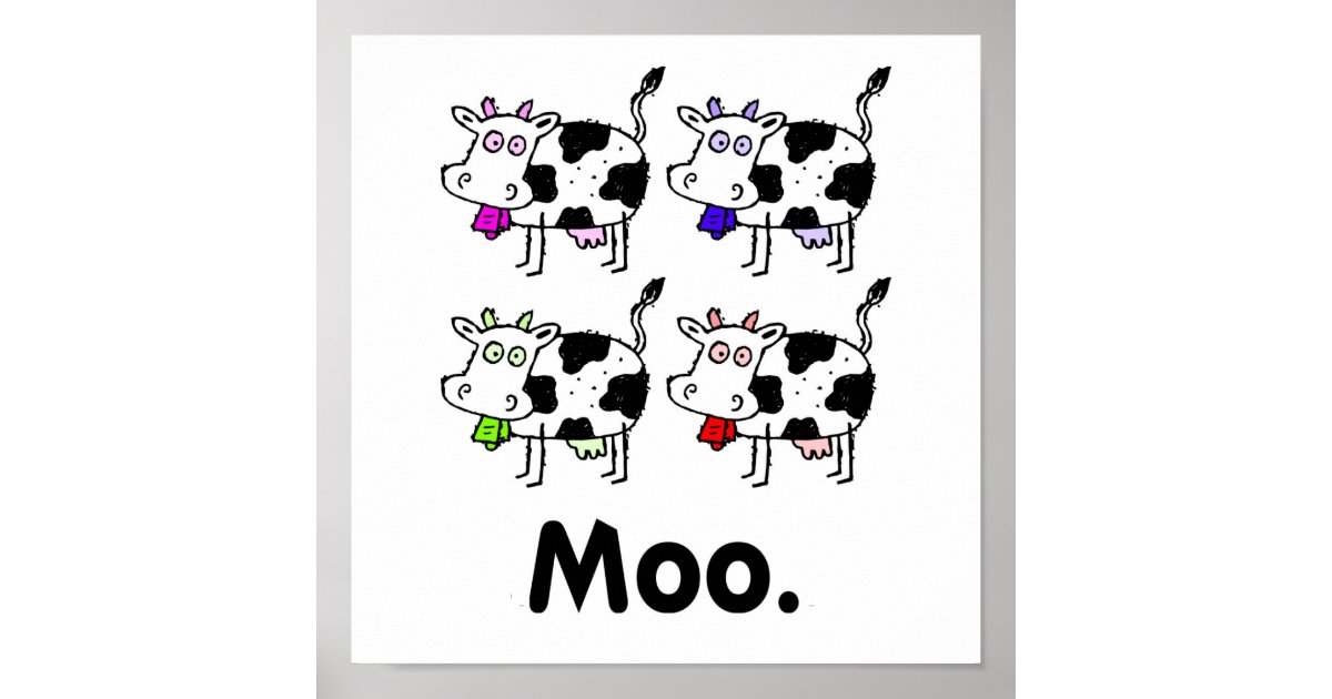 MOO. Cute Cow Print | Zazzle
