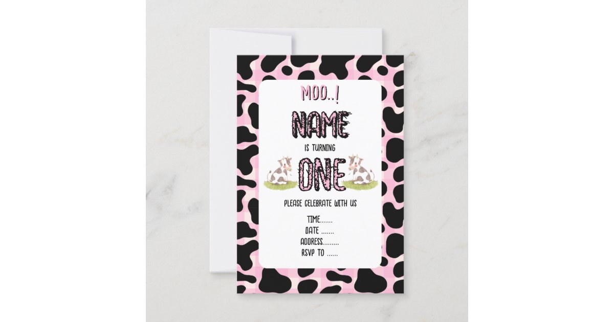 Moo I'm turning one Invitation | Zazzle