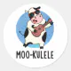Moo-kulele Funny Ukulele Cow Pun Classic Round Sticker | Zazzle