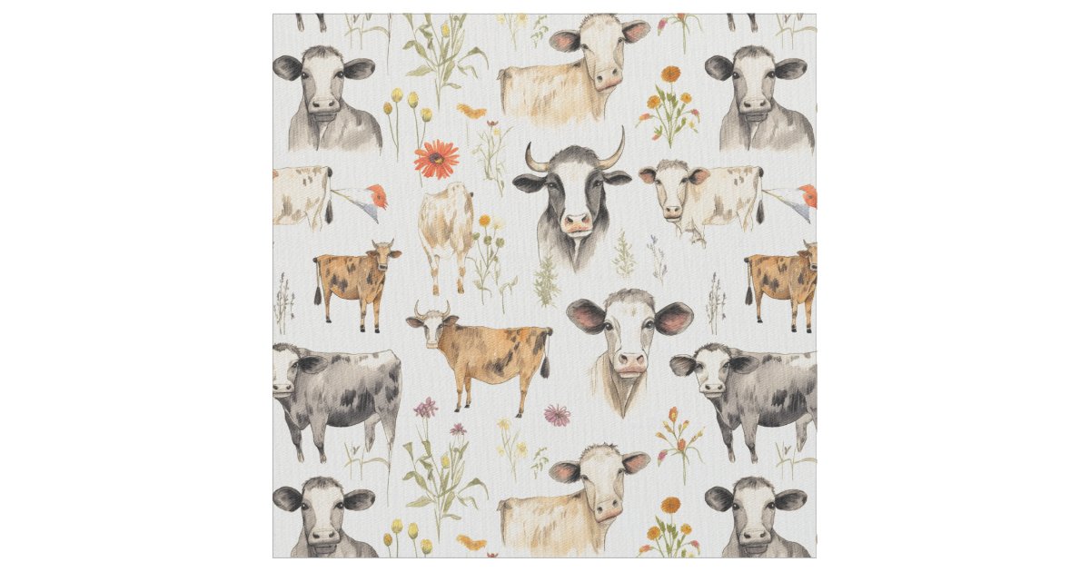 Moo Magic: Whimsy Cow Fabric | Zazzle