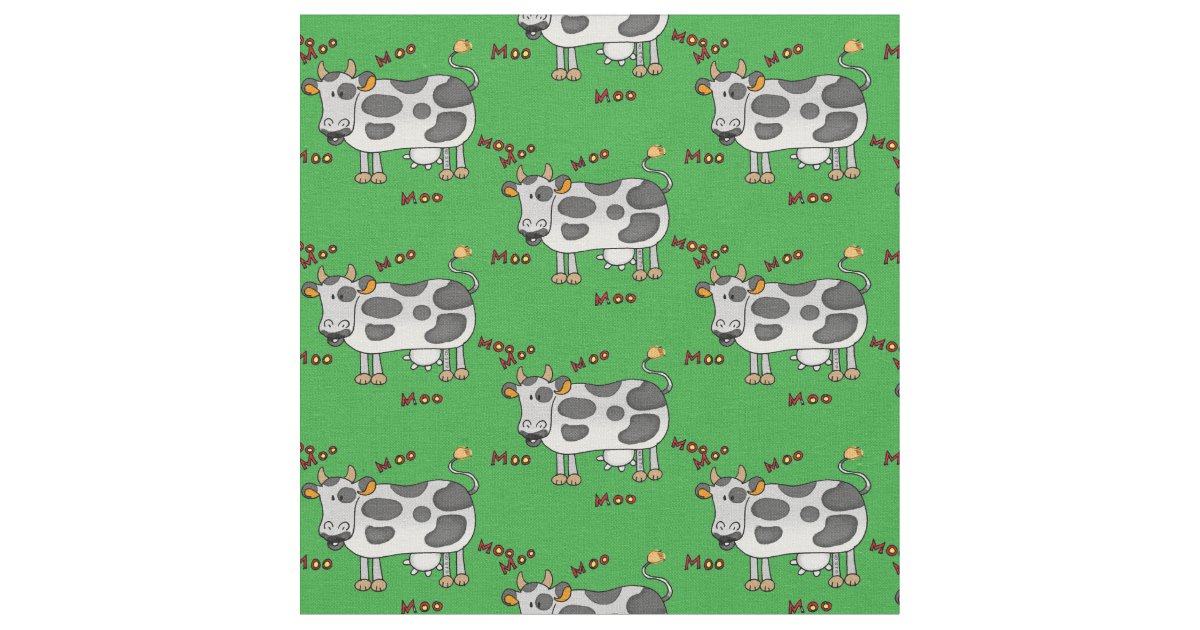 moo moo farm cow pattern fabric | Zazzle