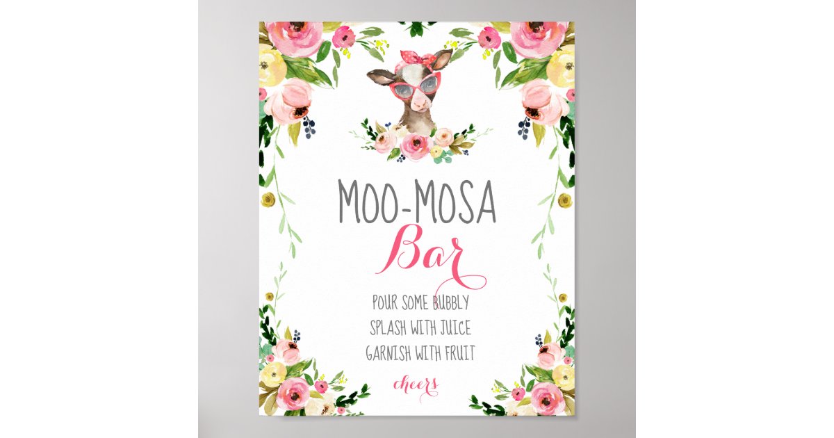Moo-Mosa Bar Poster | Zazzle