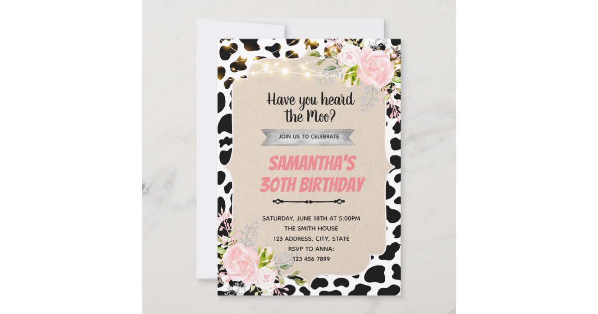 Moo theme adult invitation | Zazzle
