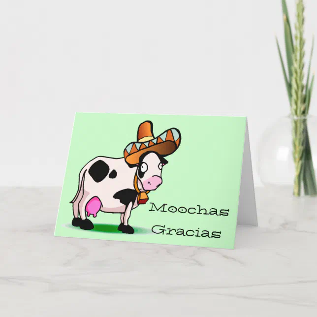 Moochas Gracias Cow Thank you Card | Zazzle