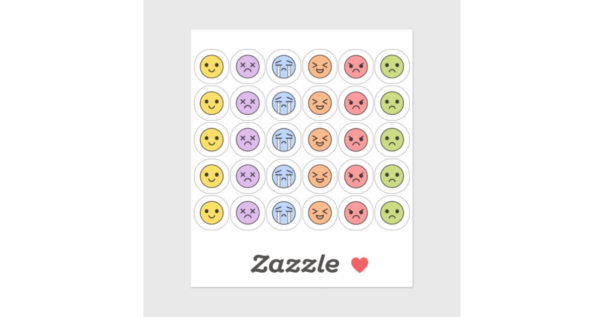 Mood Tracker Cute Emotions Emoji Head Bujo Planner Sticker | Zazzle