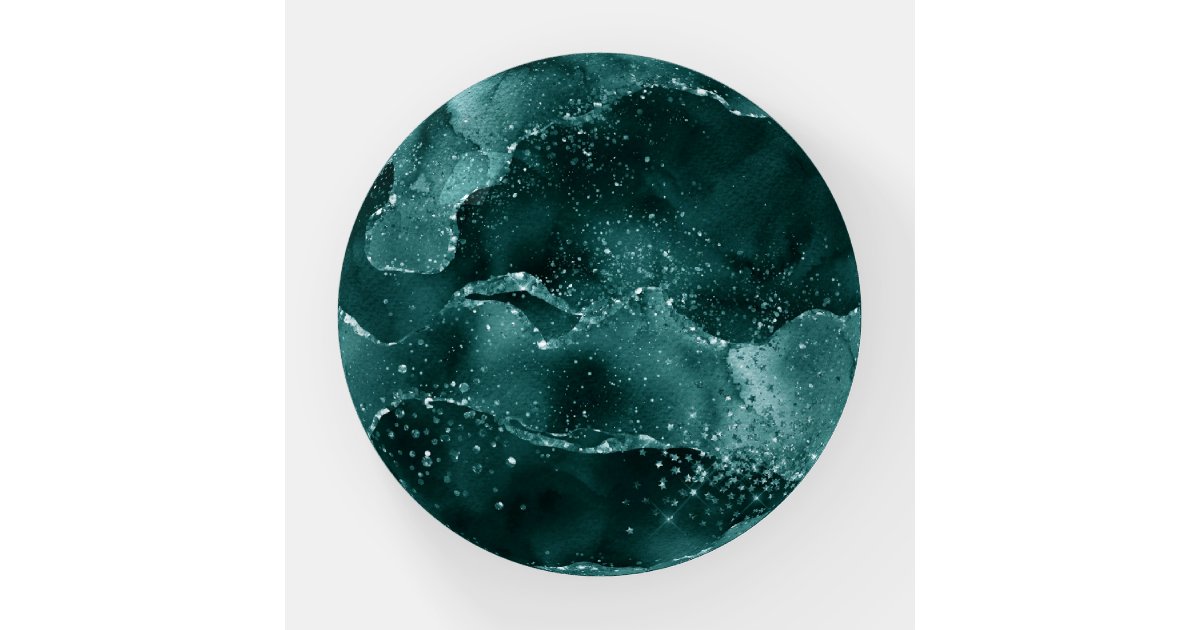 Moody Agate | Teal Green Malachite Rich Jewel Tone Paperweight | Zazzle