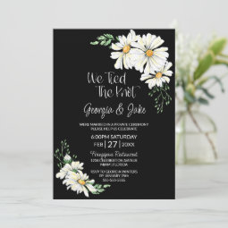 Moody Black with White Daisies Wedding Reception Invitation | Zazzle