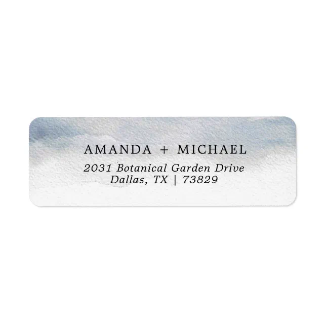 Moody Blue Watercolor Elegant Return Address Label | Zazzle