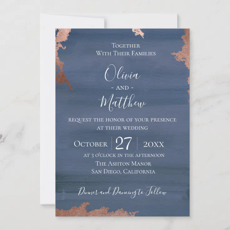 Moody Blue Wedding Invitation | Zazzle