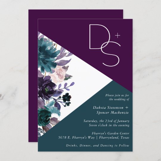 Moody Boho Colorblock | Monogram Wedding Invitation | Zazzle.com