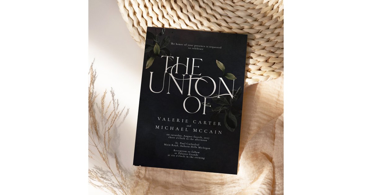 Moody Botanical Dark Retro Wedding Invitation | Zazzle